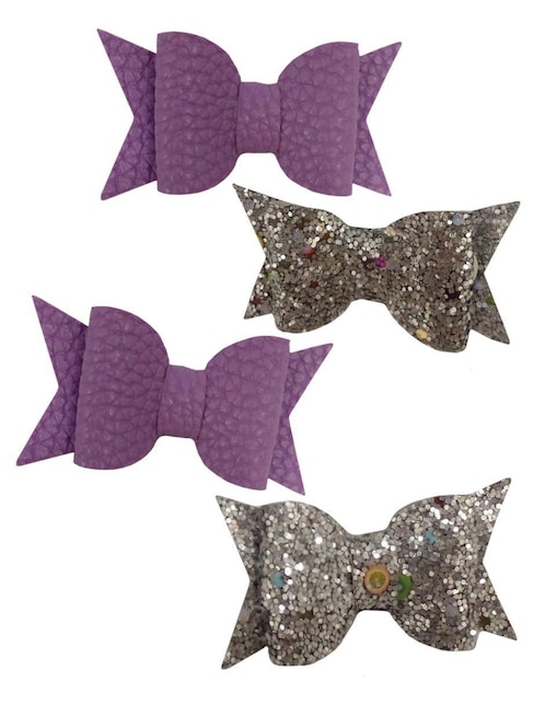 Set de 4 moños para cabello Liz Calderon con aplicación glitter 1